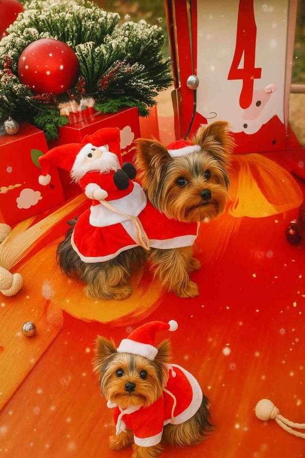 Riding Santa Yorkie Costume: Funny Yorkie Christmas Outfit